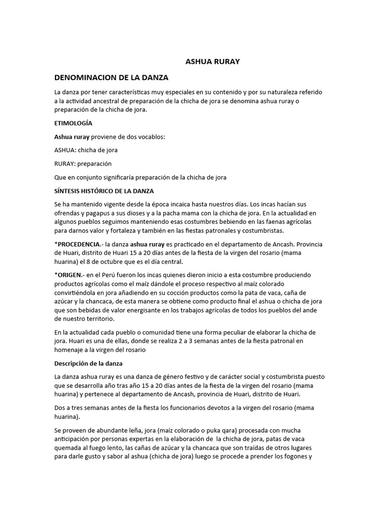 Reseña Historica de La Danza Aswa Ruray de Ancash | Descargar gratis ...