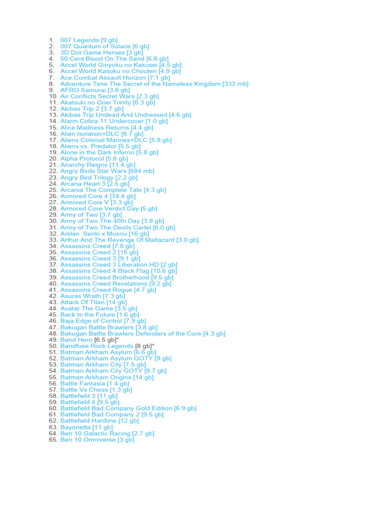 PS3 CFW Game Download List | PDF | Lego | Star Wars