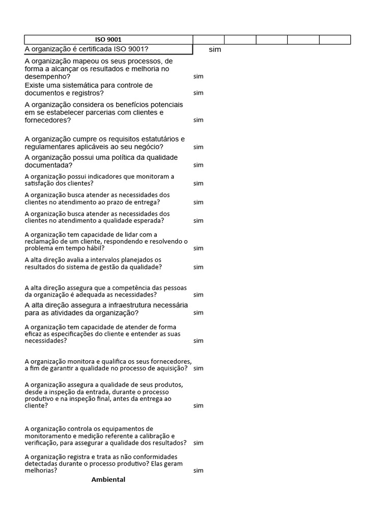 Avaliação de Conformidade ISO 9001 | PDF | ISO 9000 | Qualidade (negócios)