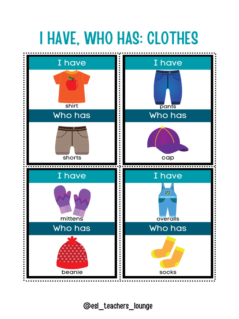 GAME Who Has - Clothes | PDF
