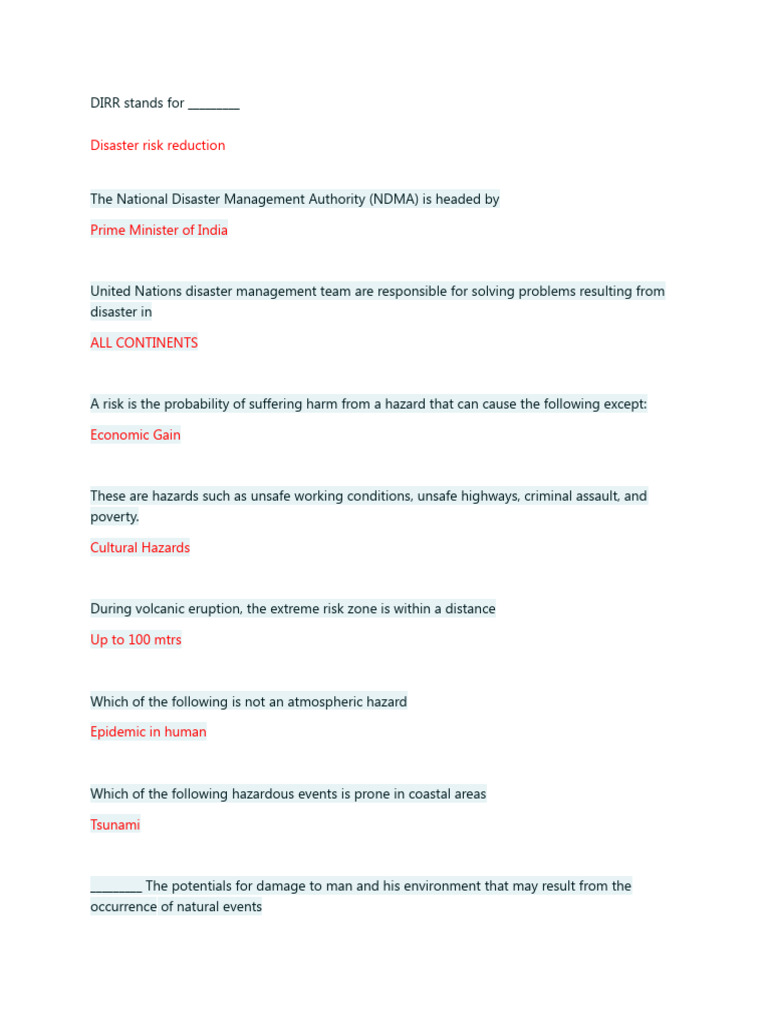 DRRR Exam | PDF | Natural Disasters | Hazards