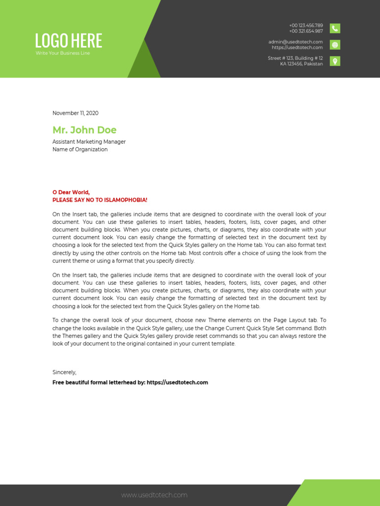 11 Free Beautiful Formal Letterhead in Word | PDF | Computing