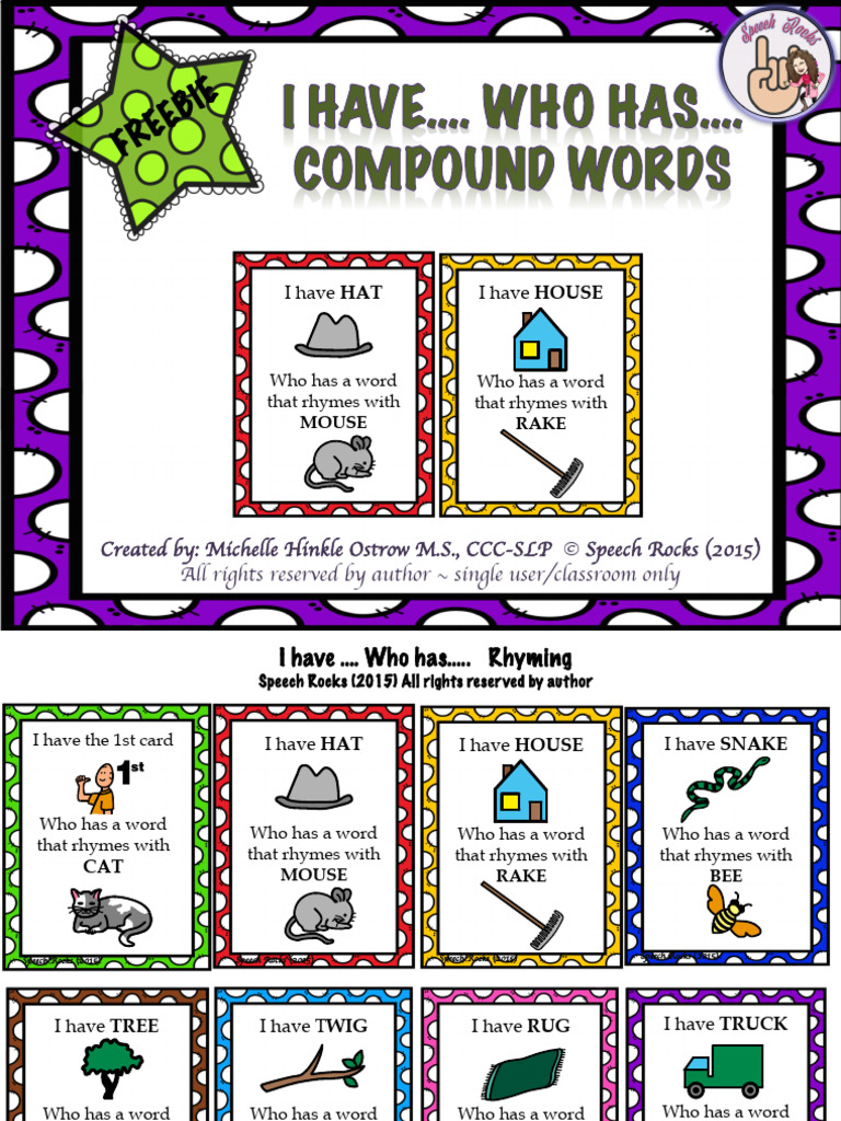 I Have Who Has Rhyming Game | PDF