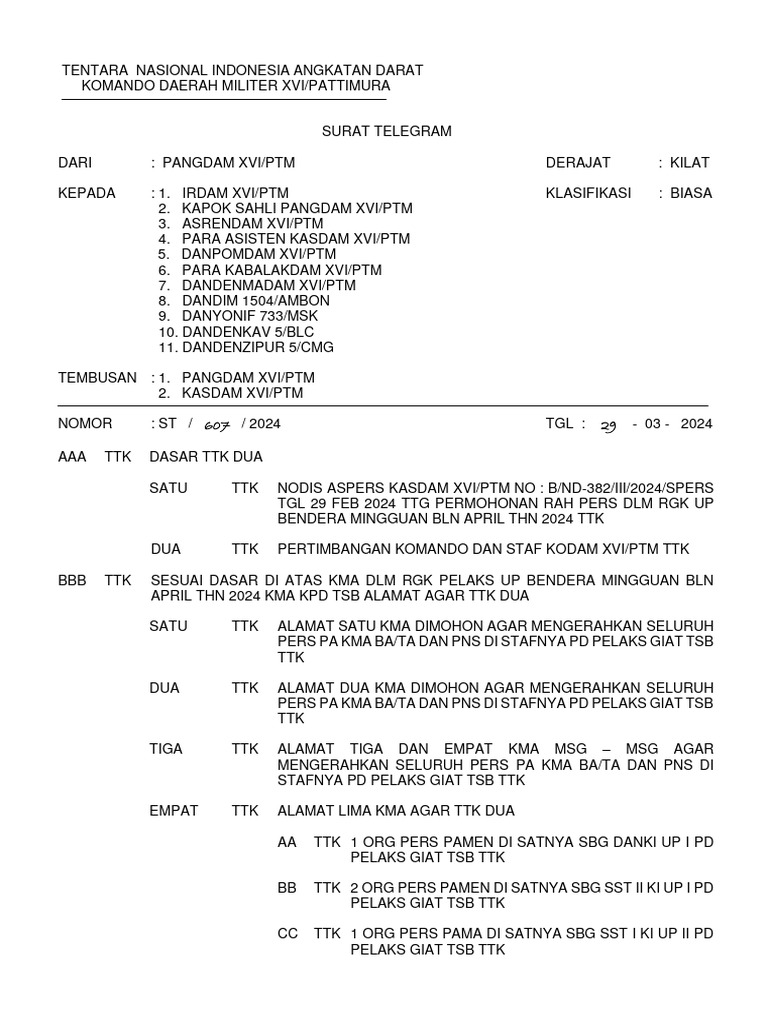 ST Rah Pers DLM RGK Up Mingguan Bulan April THN 2024 | PDF