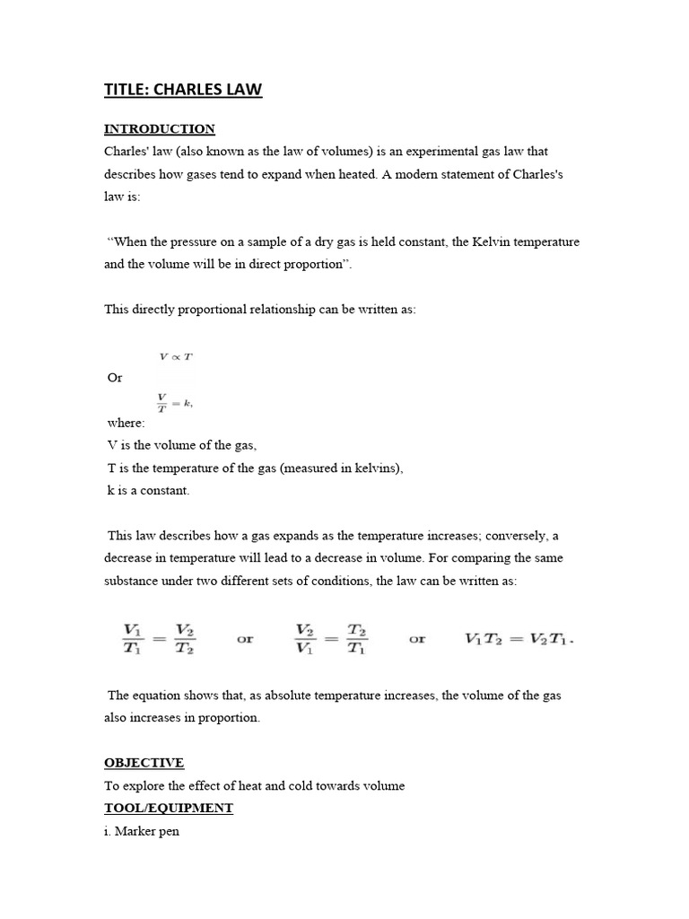 Charles Law Thermo Lab 3 | PDF | Gases | Balloon