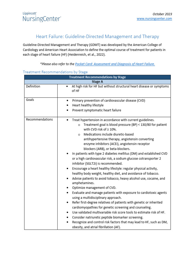 Pocket Card - Heart Failure Guideline Directed Management and Therapy ...
