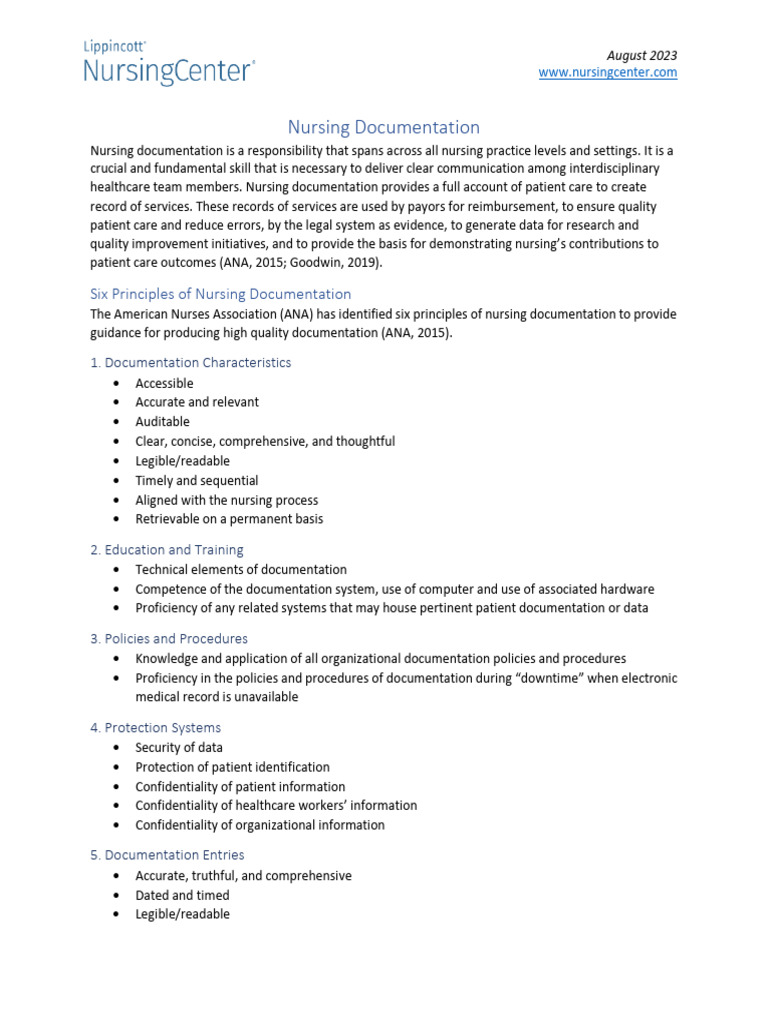 Nursing Documentation Best Practices | PDF | Medical Record | Health Care