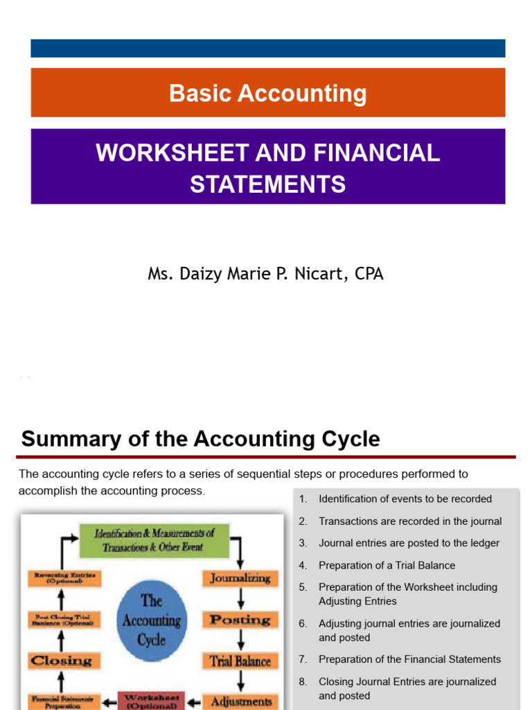 Accounting Cycle and Worksheet Guide | PDF | Balance Sheet | Expense