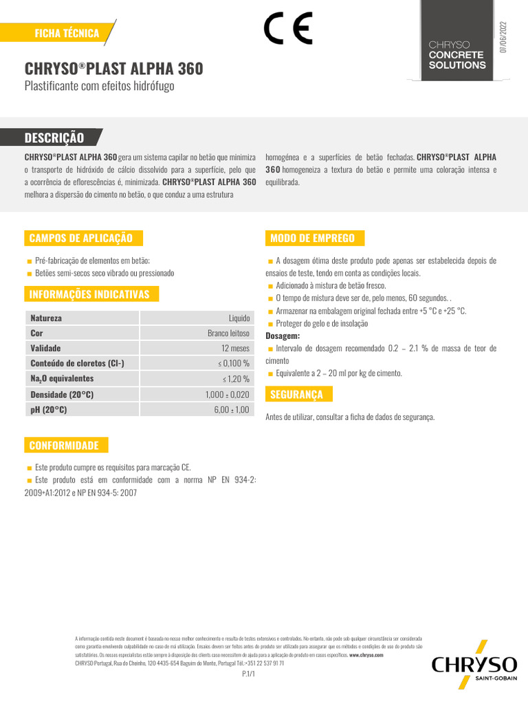 TDS - Chryso®plast Alpha 360 | PDF