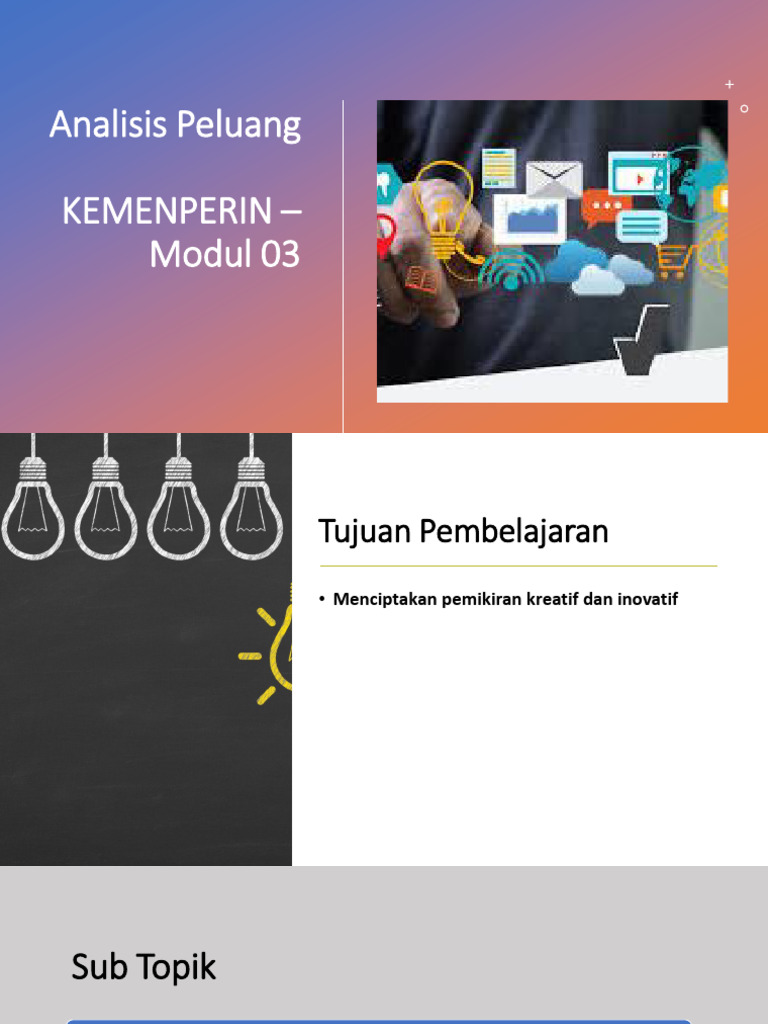 Kemenperin - BBI - PPT03 - KSKIA - Analisis Peluang | PDF | Bisnis | Pengelolaan Keuangan & Uang