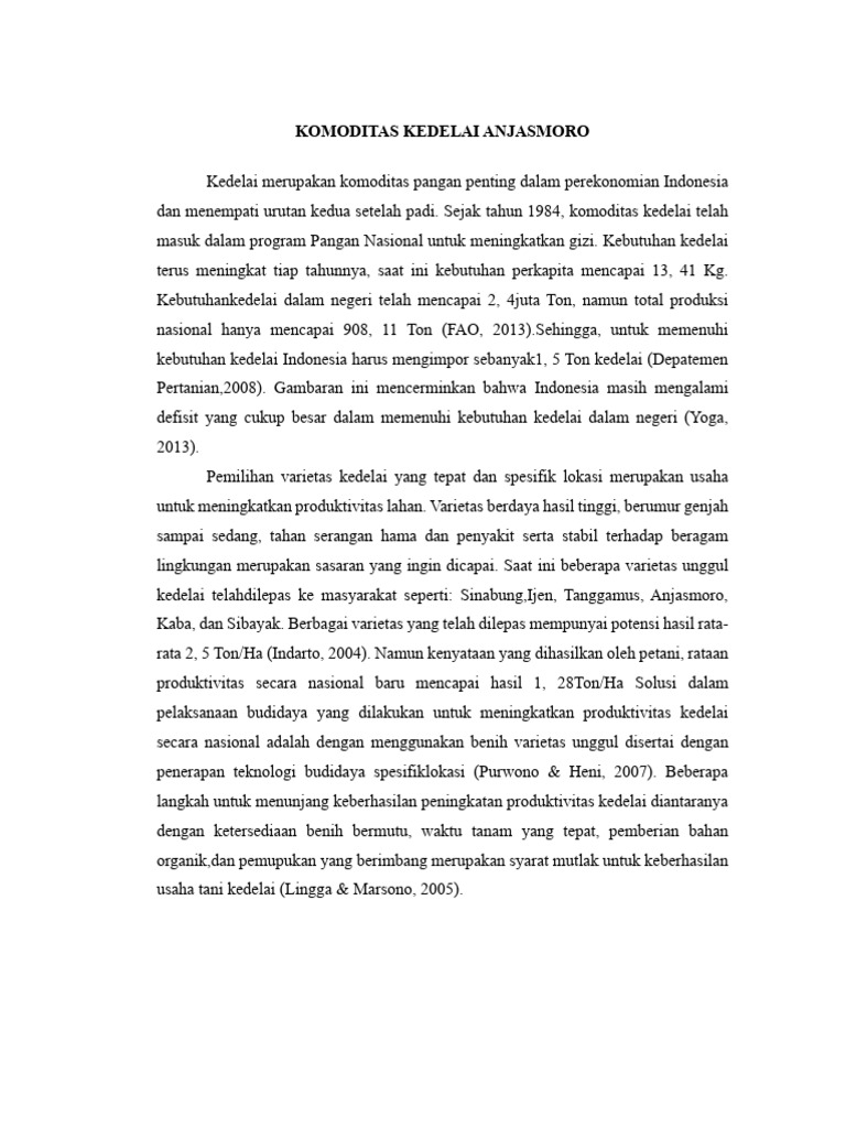 Komoditas Kedelai Anjasmoro | PDF | Kesehatan Holistik | Sains & Matematika