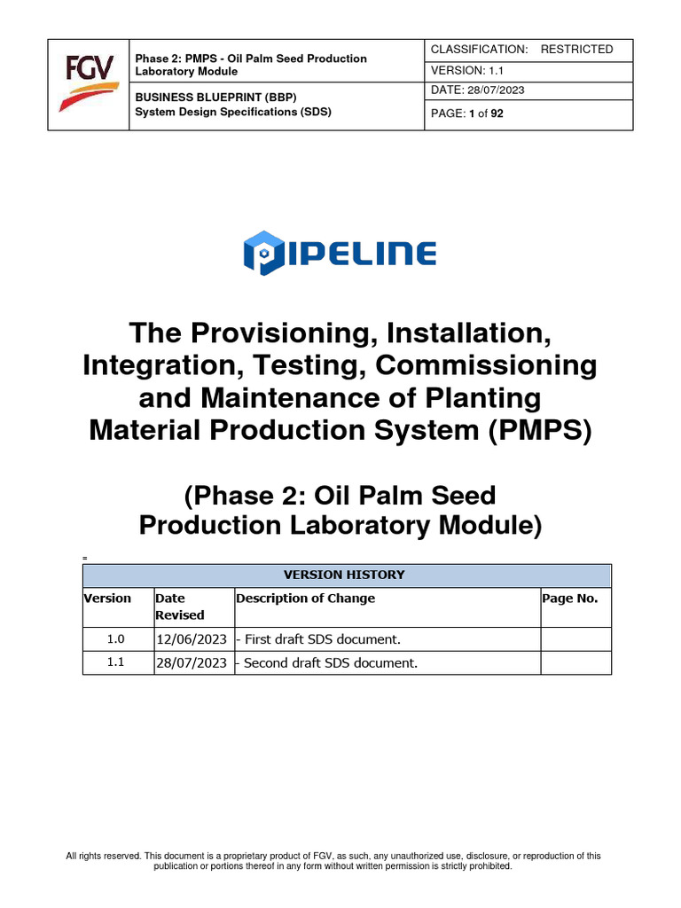 PMPS Oil Palm Seed Production SDS | PDF | Specification (Technical Standard) | Proprietary Software