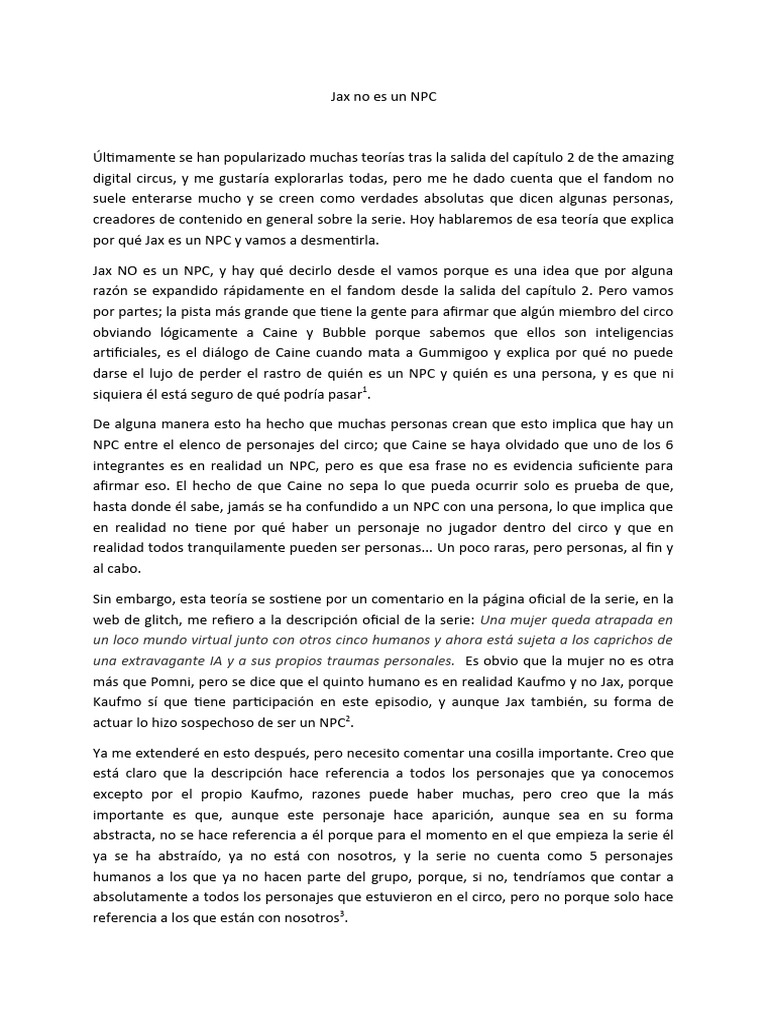 Jax no es un NPC | PDF