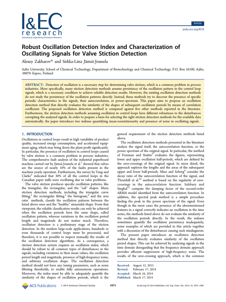 2014 Robust Oscillation Detection Index & Charact Oscill Signals Valve ... 2014 Robust Oscillation Detection Index & Charact Oscill Signals Valve ...