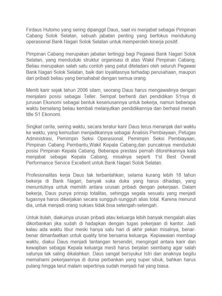 Kisah Inspiratif Dan Sukses Firdaus Hutomo | PDF Kisah Inspiratif Dan Sukses Firdaus Hutomo | PDF