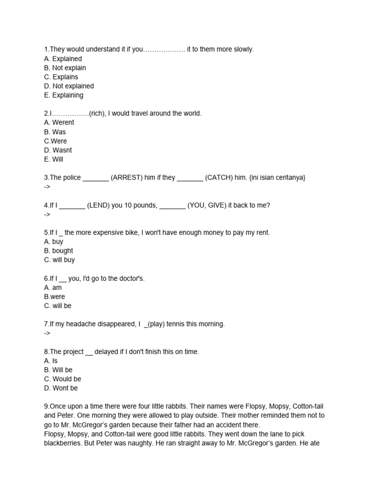 Conditional Exercise | PDF | Peter Rabbit