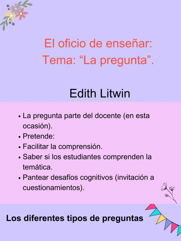 Edith Litwin. La Pregunta | PDF