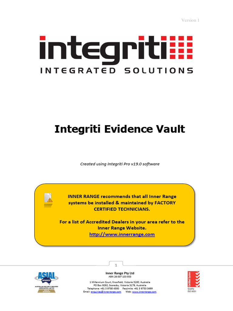 Integriti Evidence Vault | PDF | Databases | Backup
