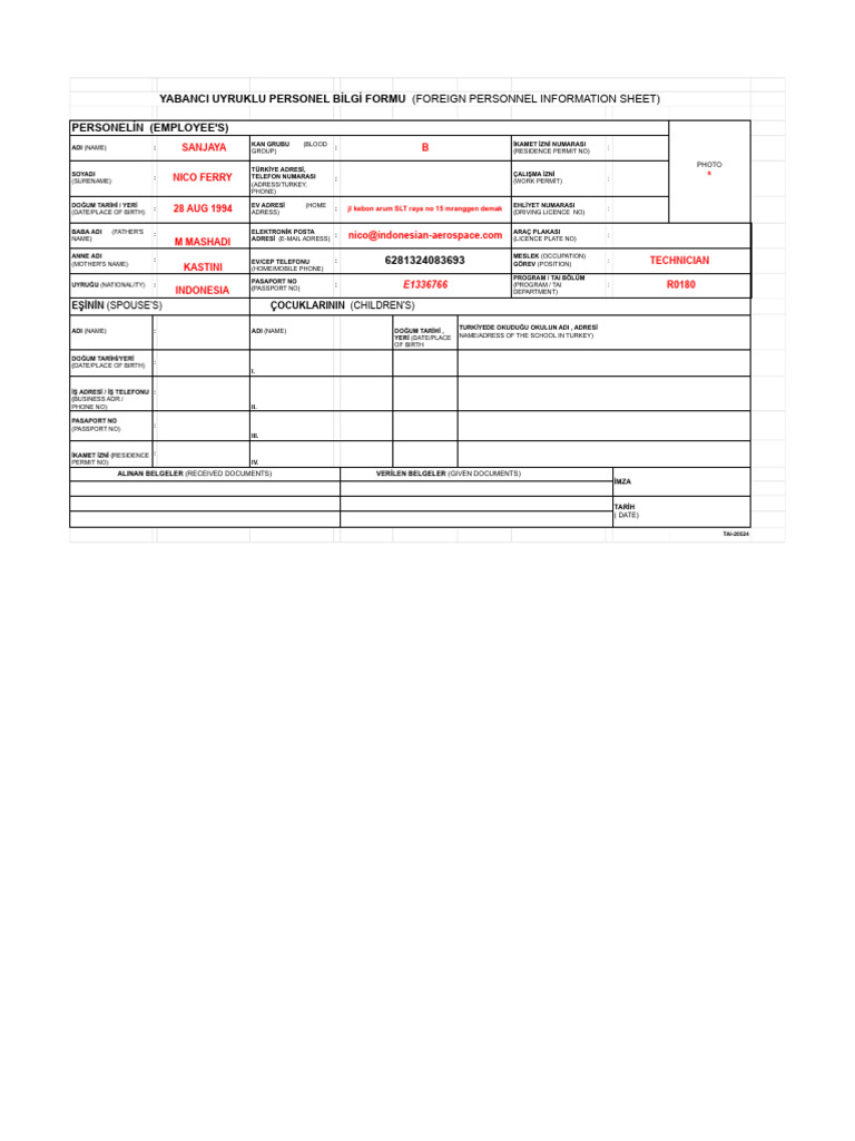 File Number 2 - Foreign National Personnel Information Form PDF | PDF ...