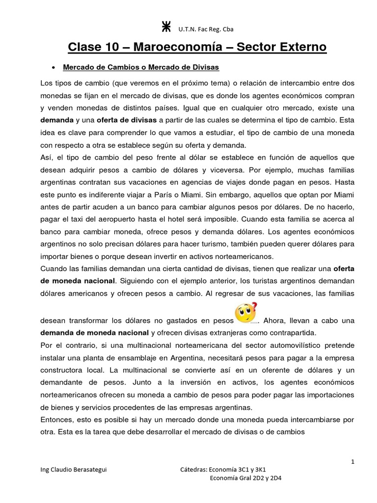Clase 10 - Macroeconomía - Sector Externo | PDF | Tipo de cambio | Moneda