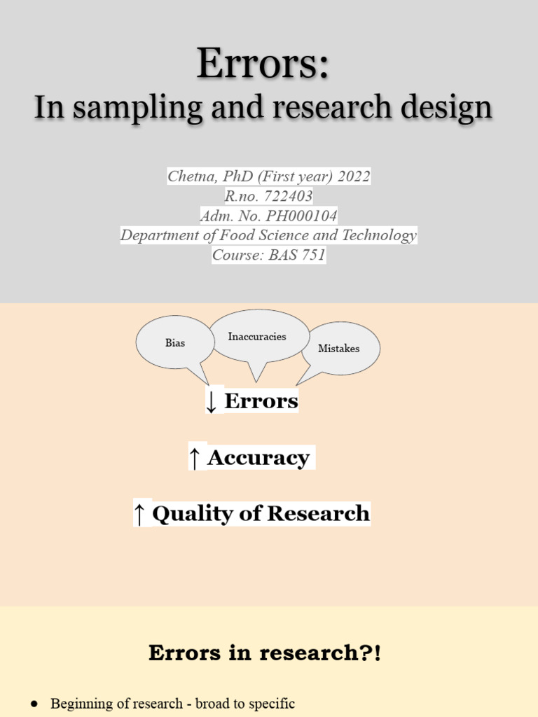 Sampling and Non-Sampling Errors | PDF | Sampling (Statistics ...