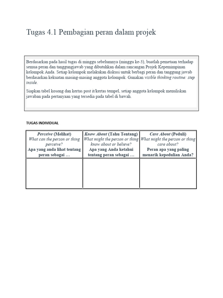 Tugas 4 - Tugas 4-1 Pembagian Peran Dalam Projek | PDF Tugas 4 - Tugas 4-1 Pembagian Peran Dalam Projek | PDF