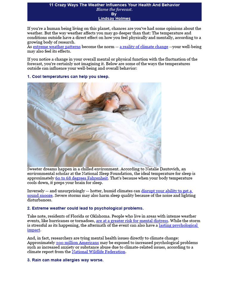 Weather's Impact on Health and Mood | PDF | Weather | Mental Disorder