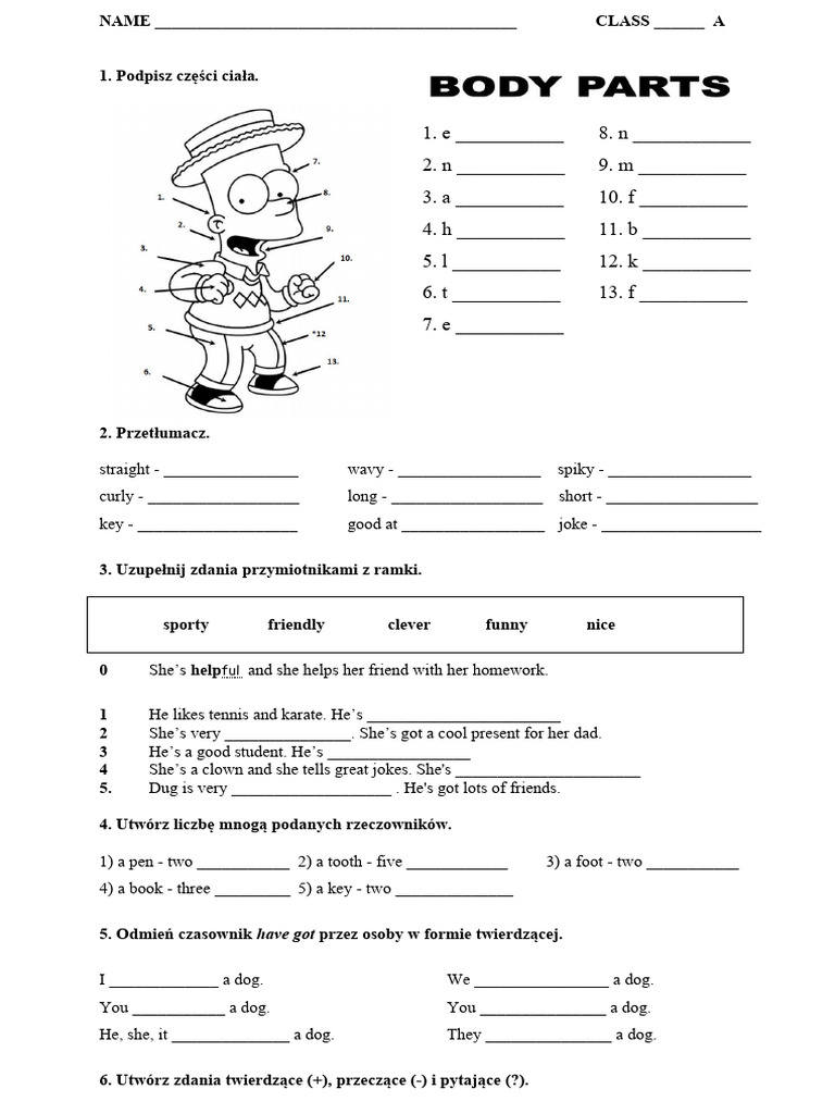 English Class IV Test 4 - Have Got | PDF