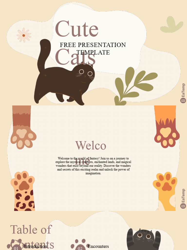 Cute Cats PPT Template by EaTemp | PDF | Elves | Dragon