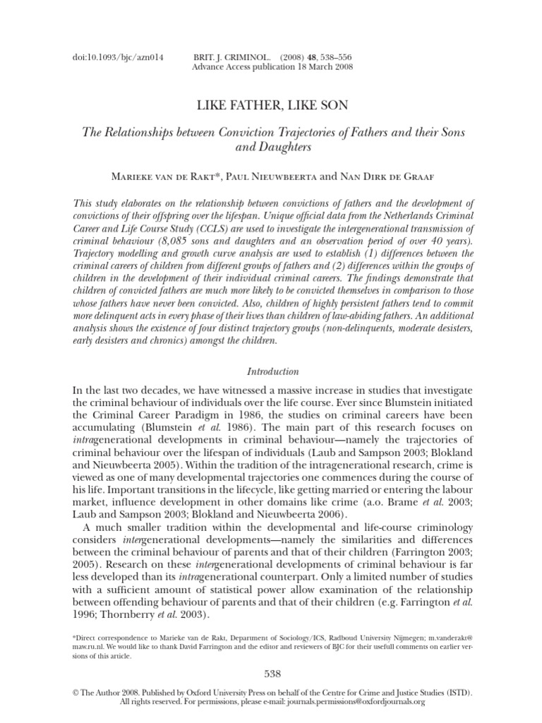 Intergenerational Crime Patterns Study | PDF | Juvenile Delinquency ...