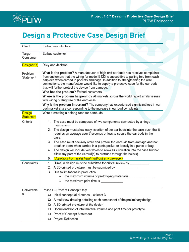 Ied 137 Designprotectivecasedesignbrief 1 | PDF | Headphones | 3 D Printing
