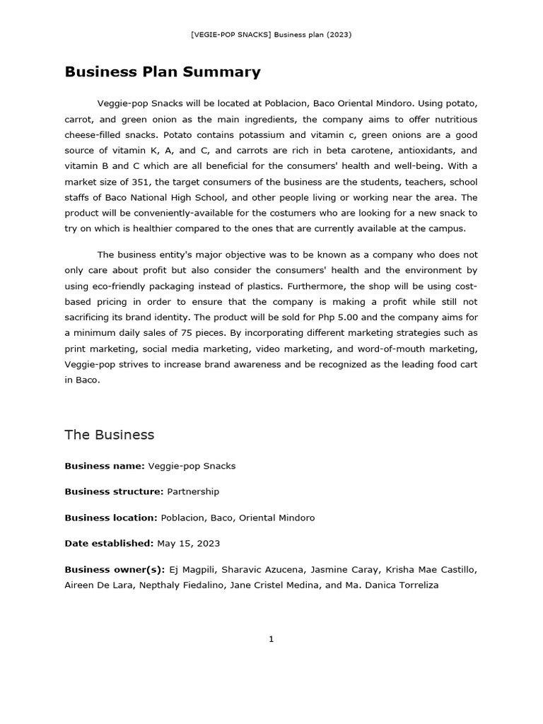 GROUPN2- BUSINESS PLAN FINAL | PDF | Marketing | Brand