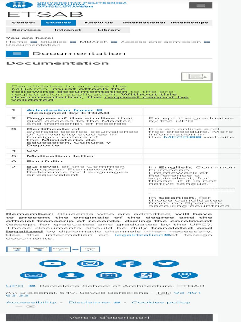 Documentation - ETSAB Barcelona School of Architecture - UPC. Universitat Politècnica de ...