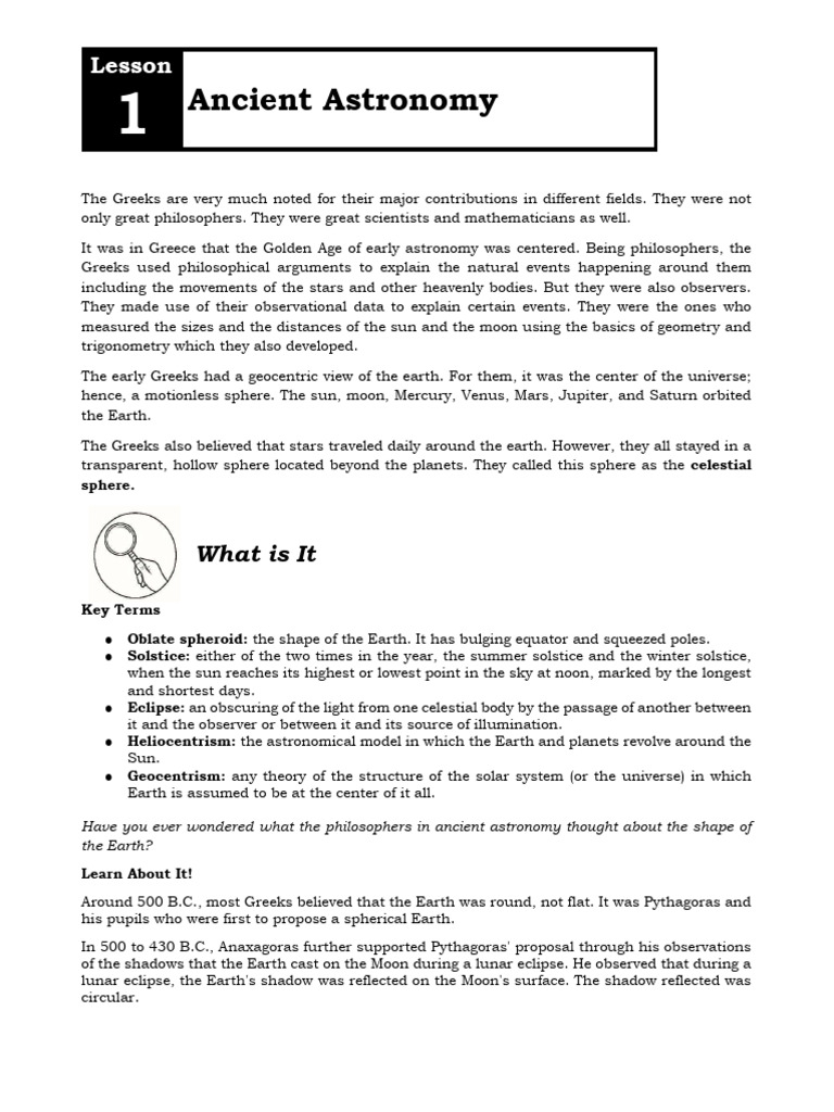 Ancient Astronomy: Lesson | PDF | Moon | Sun