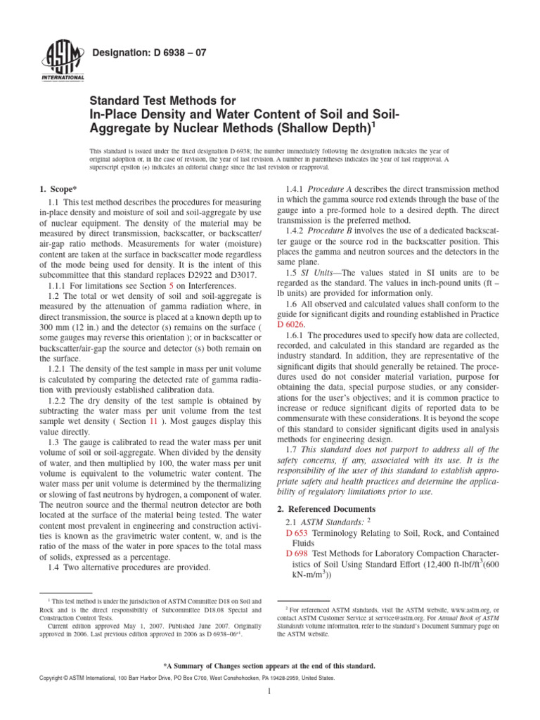 ASTM D 6938-07 | PDF | Physical Sciences