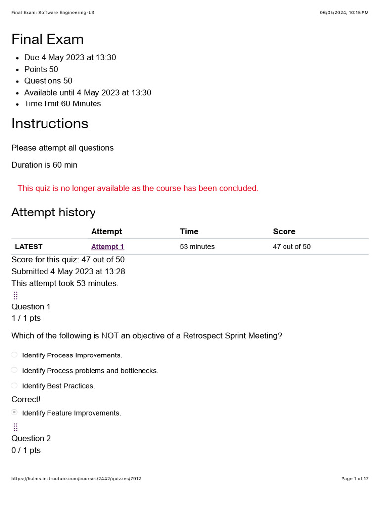 Software Engineering Exam Review | PDF | Scrum (Software Development) | Technology Development