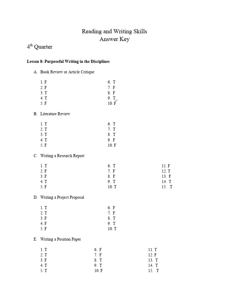 RWS Q4 Lesson89 AnswerKey-1 | PDF | Written Communication