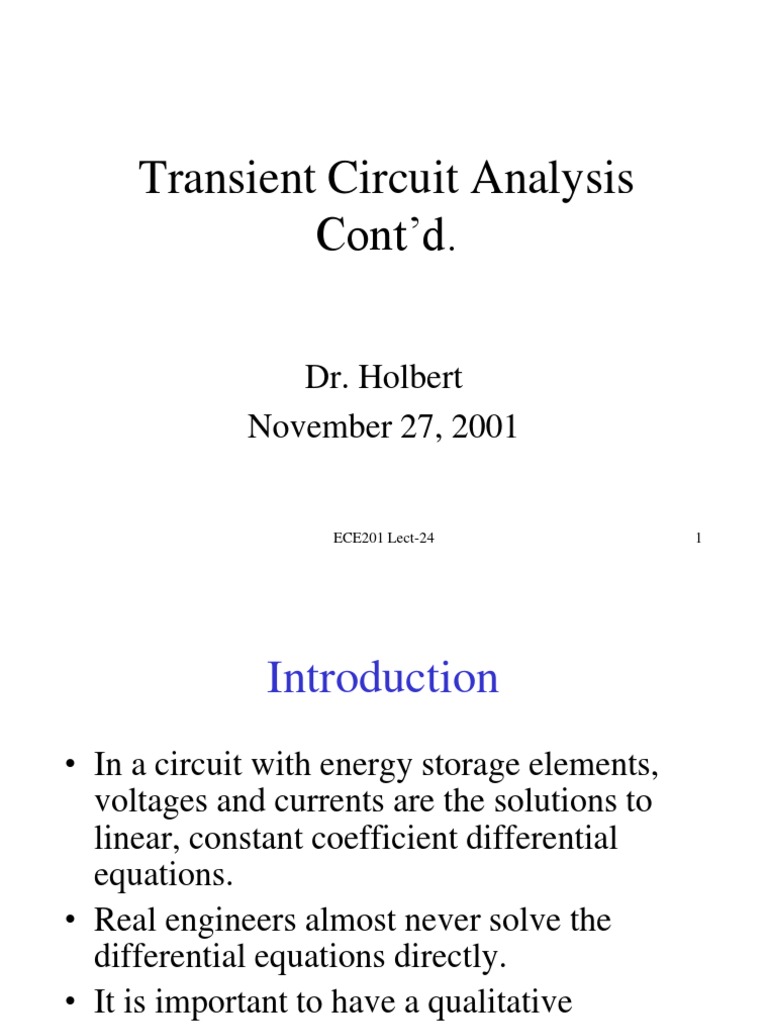 Transient Circuit Analysis | PDF | Electrical Network | Ordinary ...