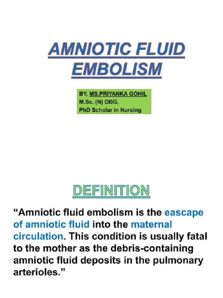 Amniotic Fluid Embolism | PDF