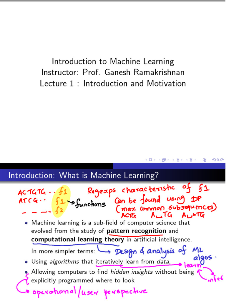 Lecture 01 Introduction Annotated | PDF | Support Vector Machine | Machine Learning