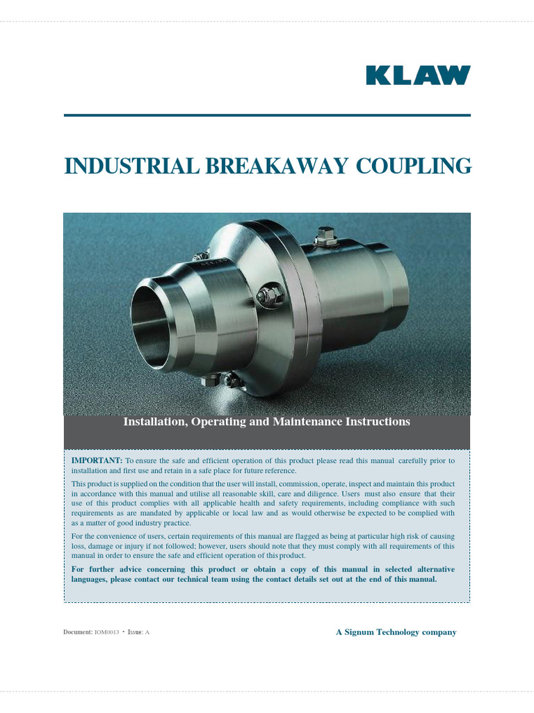 Cryogenic Breakaway Coupling | PDF | Pipe (Fluid Conveyance ...