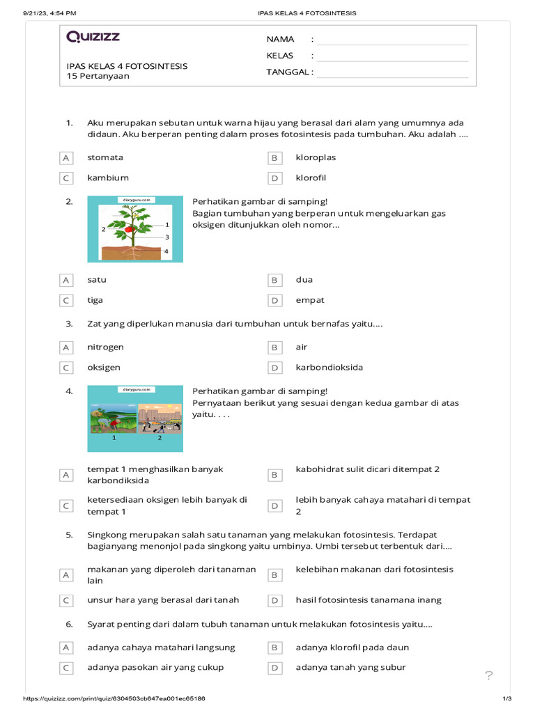 Ipas Kelas 4 Fotosintesis | PDF