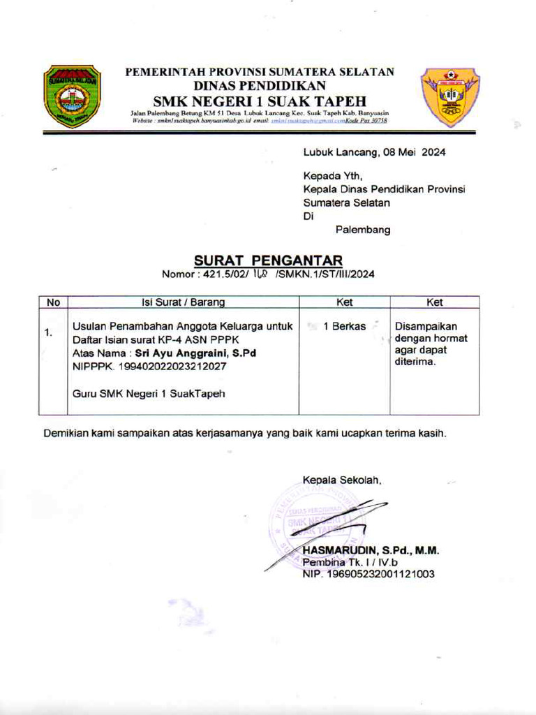 Surat Pengantar KP 4 Ayu | PDF