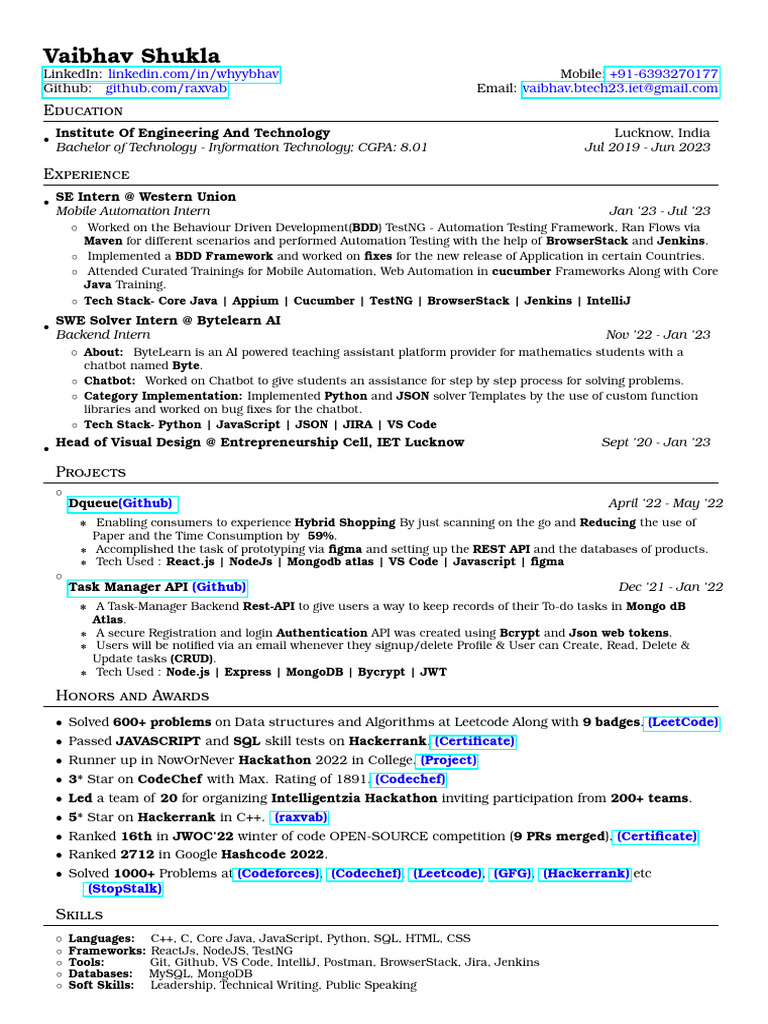 Vaibhav Resume 2023 | PDF | Software | Computer Science