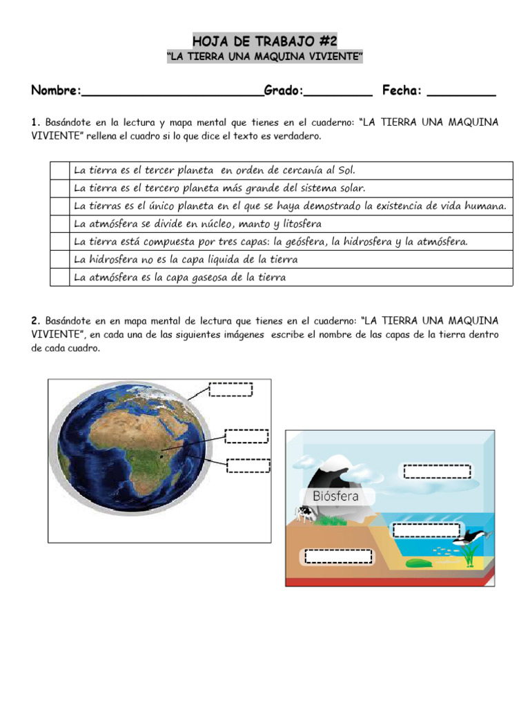 Hojas de Trabajo | PDF | Tierra | Atmósfera