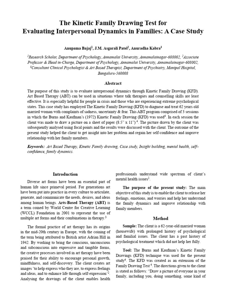 The Kinetic Family Drawing Test For Eval | PDF | Psychotherapy | Art ...