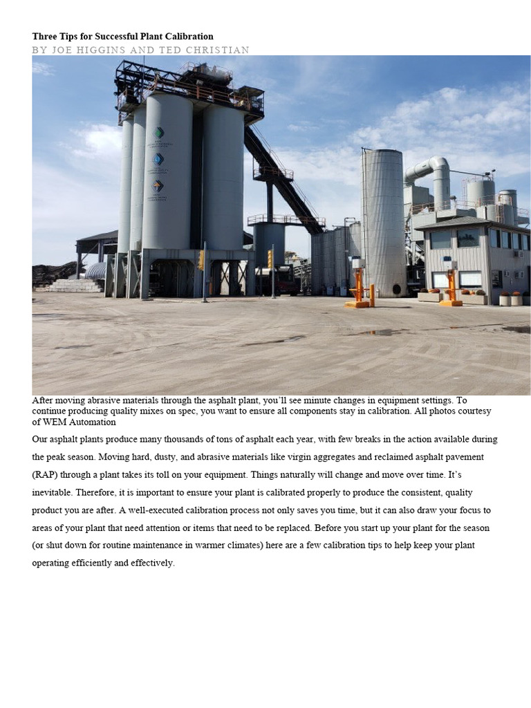 Three Tips for Successful Plant Calibration | PDF | Calibration