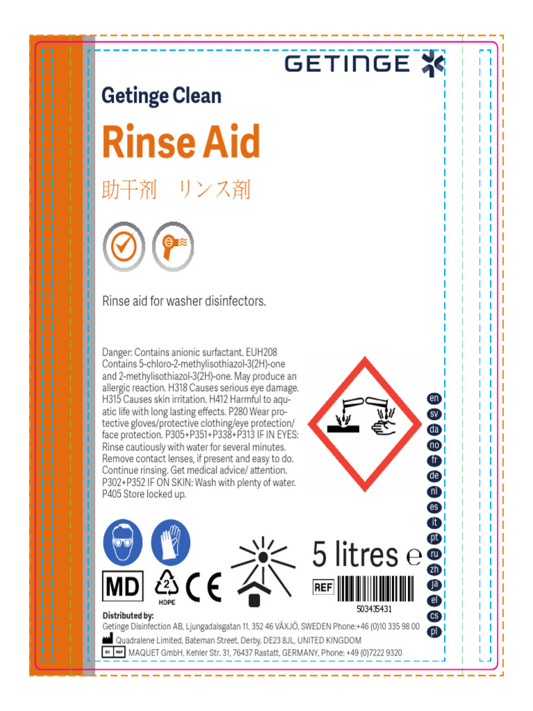 Label Rinse Aid 5l All Lang Revb | PDF