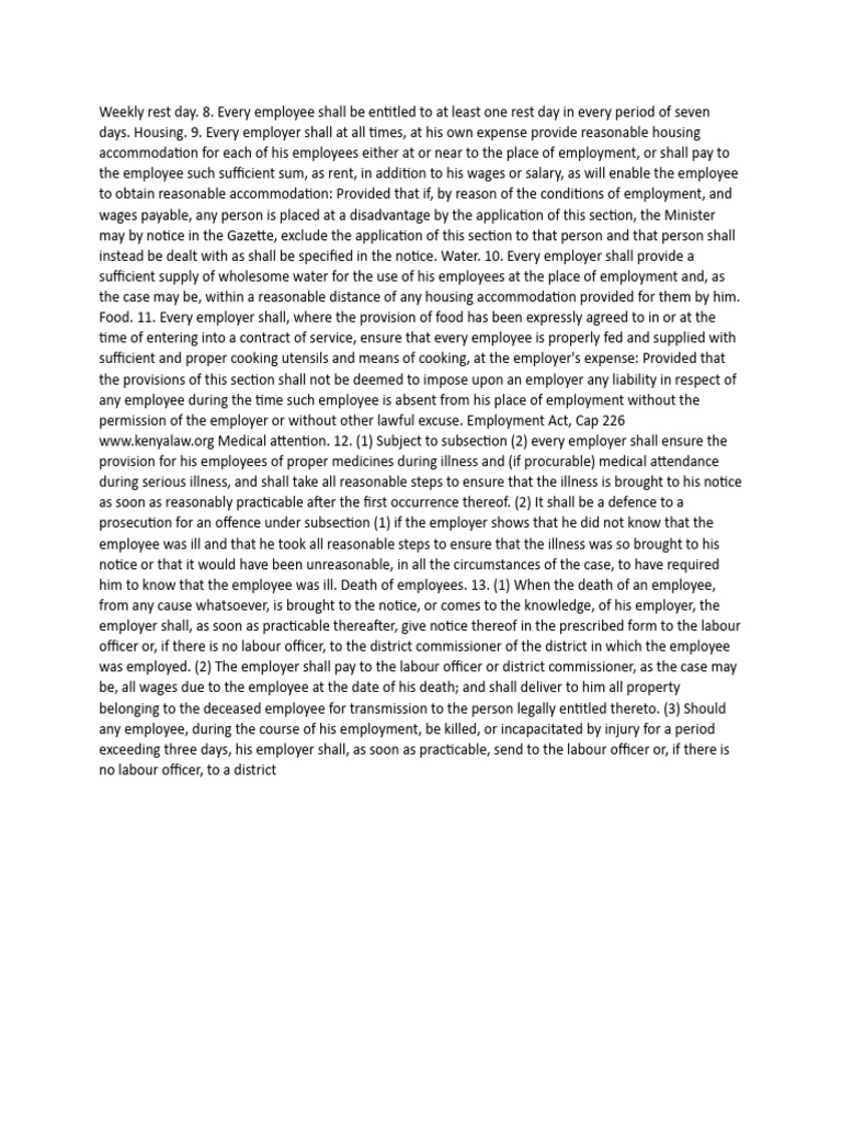 Weekly Rest Day | Download Free PDF | Employment | Private Law