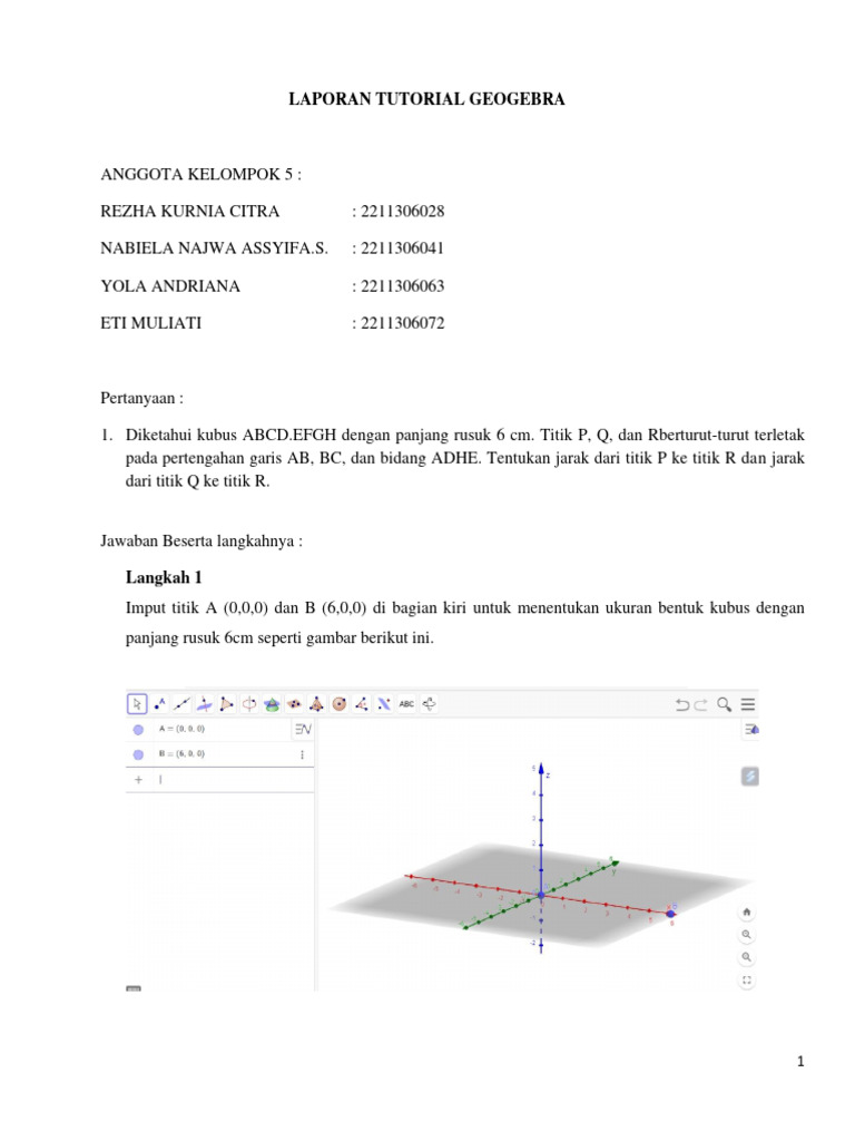 Laporan Tutorial Geogebra Kelompok 5. FX | PDF